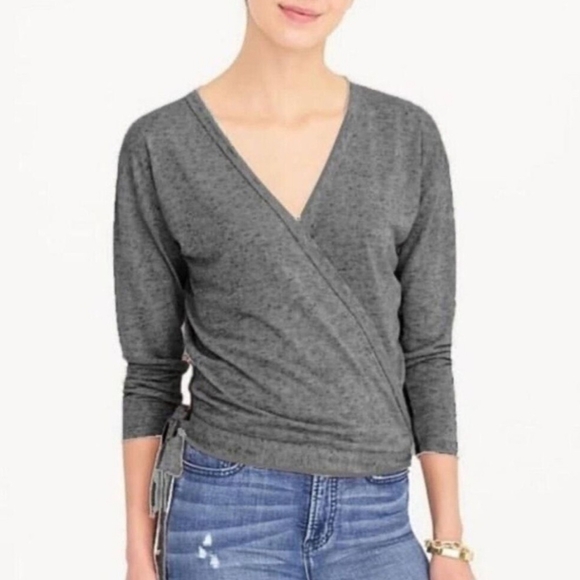 J. Crew | Tops | Jcrew Heathered Grey Surplice Wrap Top | Poshmark